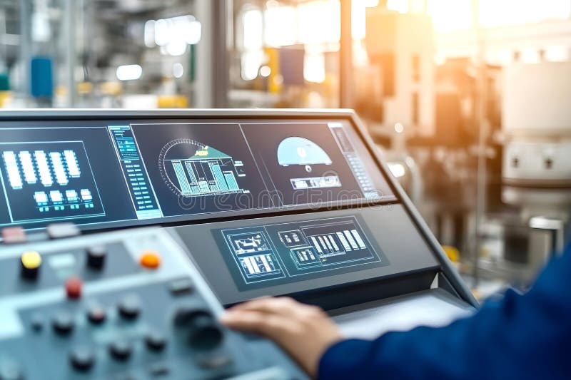 Engineer Operating a High-tech Control Panel in an Industrial Setting ...