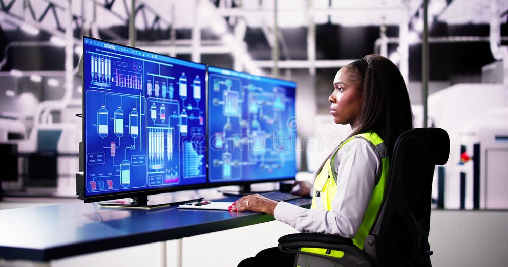 Engineer Operator Using Scada System Stock Photo - Image of black ...