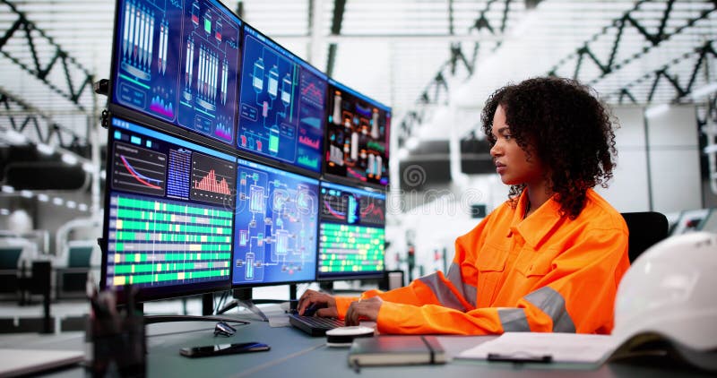 Female Engineer Using Scada System Control Panel Stock Photos - Free ...