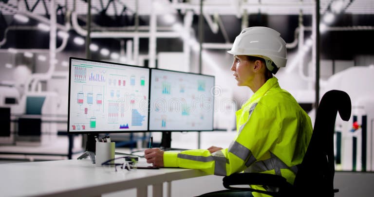 Engineer Operator Using SCADA System Stock Image - Image of line ...