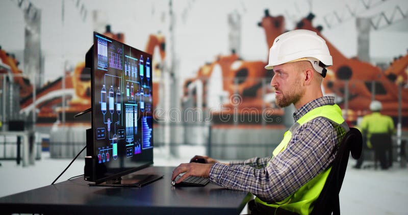 Engineer Operator Using Scada System Stock Image - Image of monitor ...