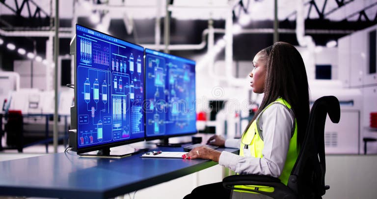 Engineer Operator Using Scada System Stock Photo - Image of girl, plant ...