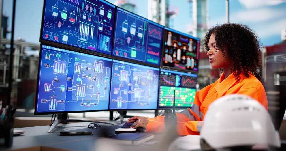 Engineer Operator Using Scada System Stock Image - Image of checking ...