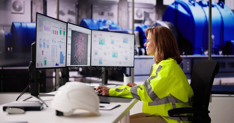Engineer Operators Using Scada System Stock Image - Image of elder ...