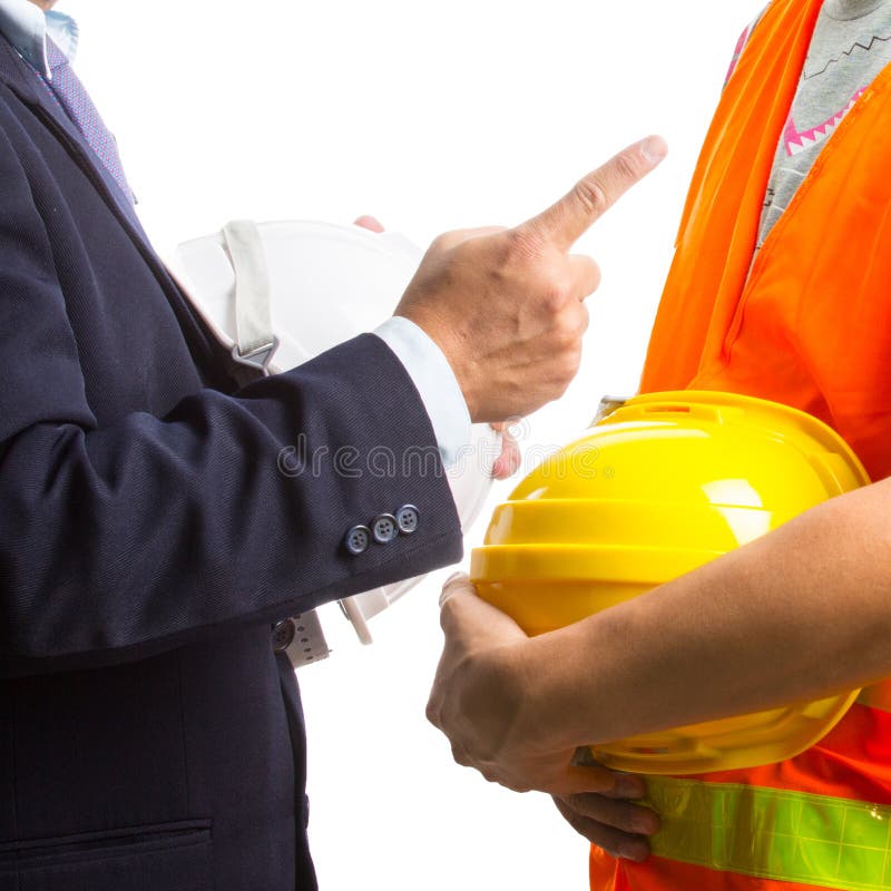 Engineer order to worker stock photo. Image of discuss - 32309714