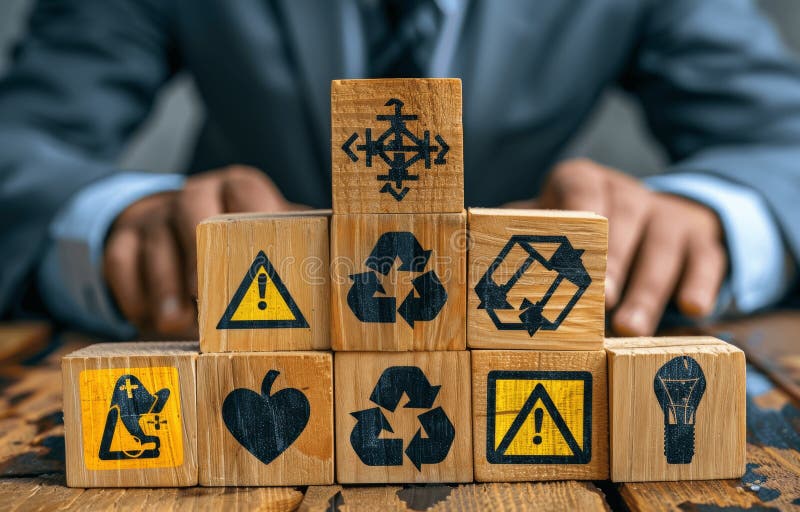 Engineer Organizing Chemical Warning Signs for Workplace Safety Stock ...