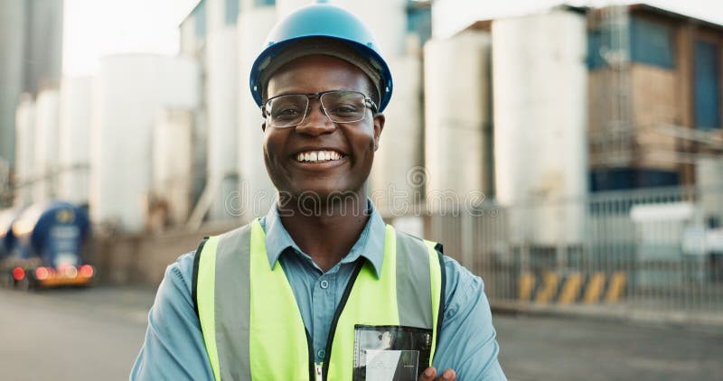 Engineer, Outdoor and Black Man with Portrait at Construction Site for ...
