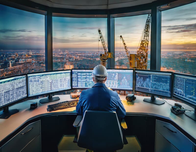 Engineer Oversees Construction Site Using Advanced Stock Photo - Image ...