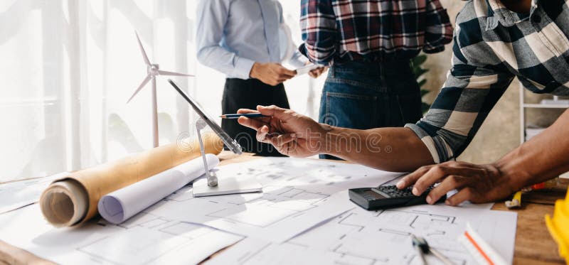 Engineer People Meeting Working in Modern Office for Discussing ...