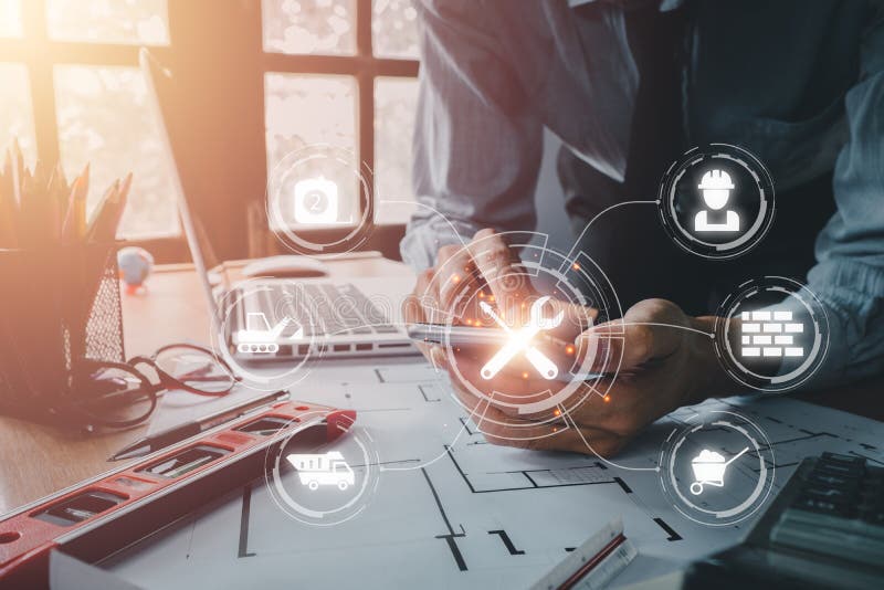 Person Working on Laptop Computer on Desk with DevOps Icon on Virtual ...
