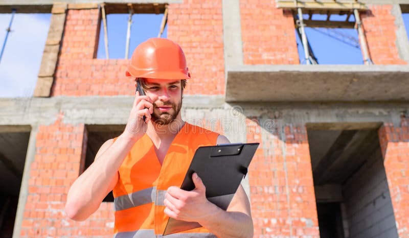 Engineer on Phone stock photo. Image of building, cellphone - 2627400