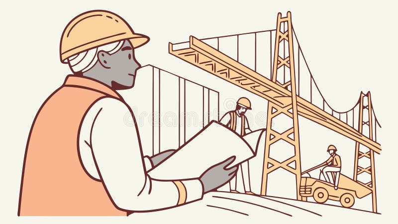 Engineer Planning Bridge Construction, Symbolizing Innovation and ...