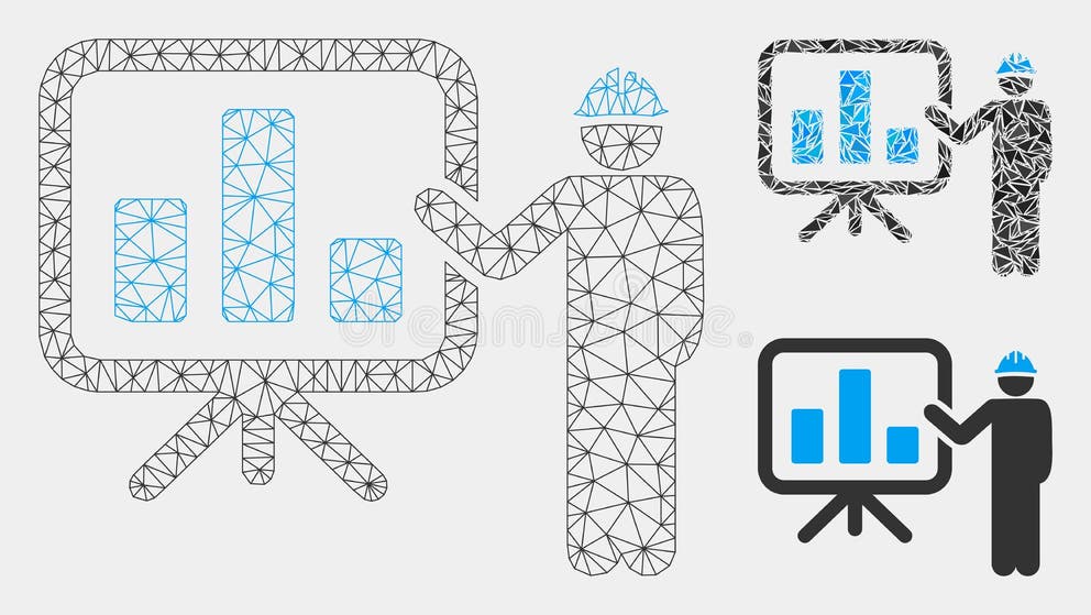 Engineer Pointing Chart Board Vector Mesh Wire Frame Model and Triangle ...
