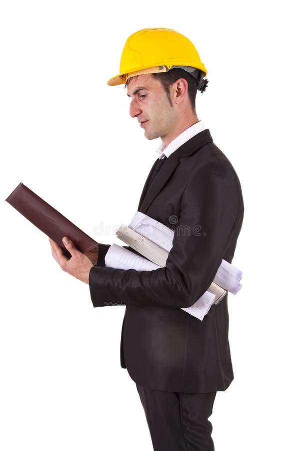 Engineer pointing stock image. Image of industrial, isolated - 55192649