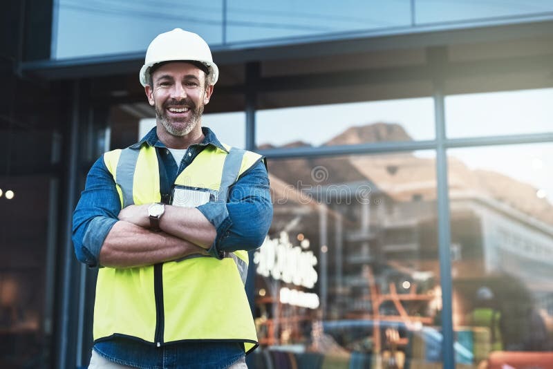 Engineer, Portrait of Man Architect Standing in Front of Construction ...