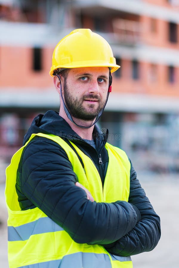 Building Construction Worker Engineer Posing Stock Photo - Image of ...