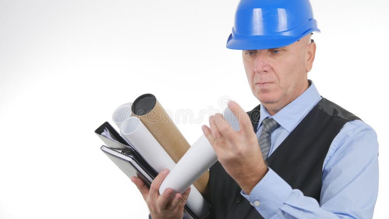 Engineer Preparing Plans and Projects for a Meeting Stock Image - Image ...