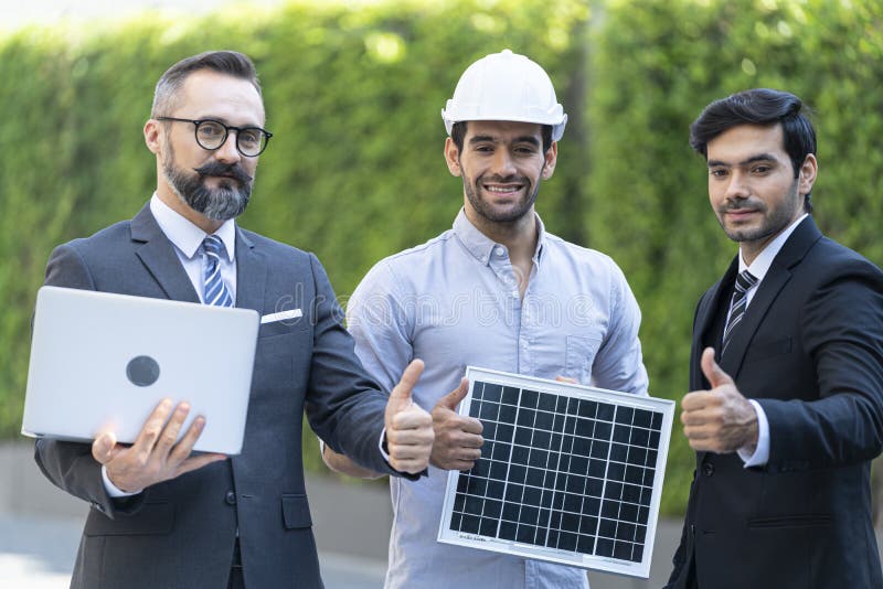 Engineer Presenting the Solar Cell Work for Businessman. Engineer ...