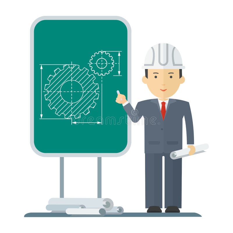 Engineer presents draft stock vector. Illustration of employee - 95038455