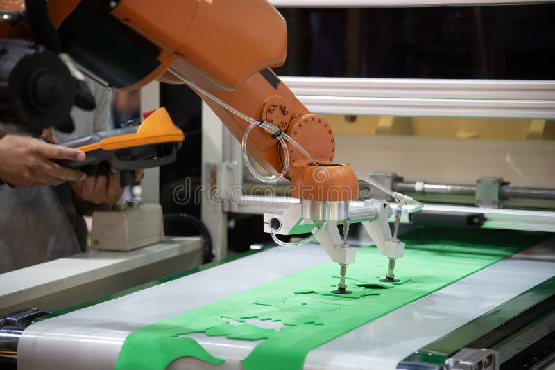 The Engineer Program the Robotic Arm Stock Image - Image of engineer ...