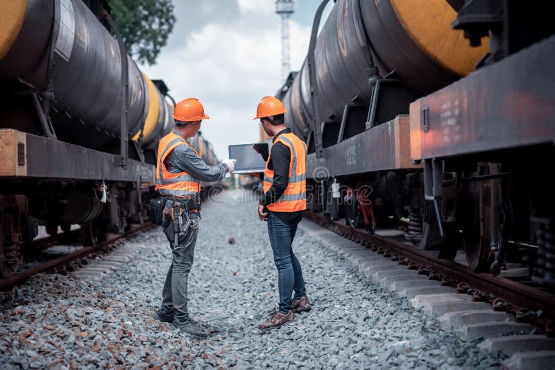 Engineer Railway Under Checking Construction Process Train Testing and ...