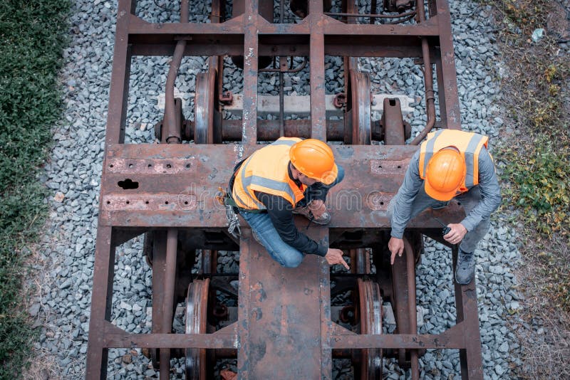Engineer Railway Under Checking Construction Process Train Testing and ...