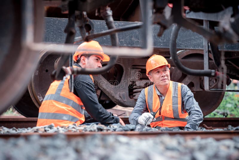 Engineer Railway Under Checking Construction Process Train Testing and ...