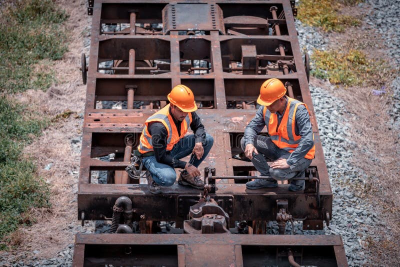 Engineer Railway Under Checking Construction Process Train Testing and ...