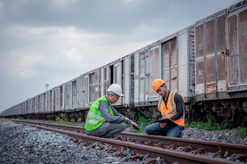 Engineer Railway Under Checking Construction Process Train Testing and ...