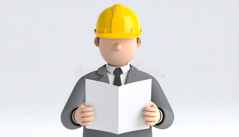 Engineer Reading Document 3d Rendering Stock Illustration ...