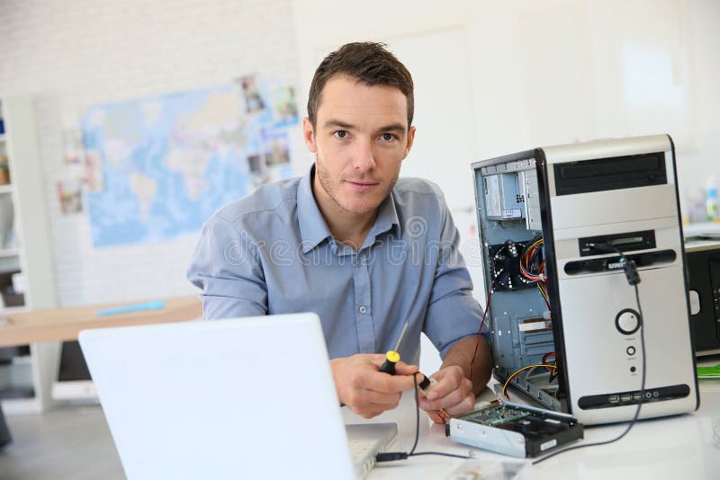 Engineer Recovering Data from Hard Drive Stock Image - Image of network ...