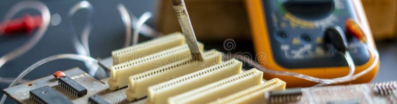 Engineer Removes Dirty Dust from the Computer Board Using a Brush F ...