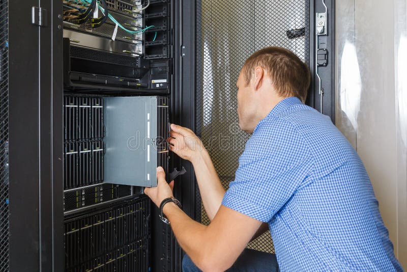Engineer repair server stock image. Image of server, digital - 63925579