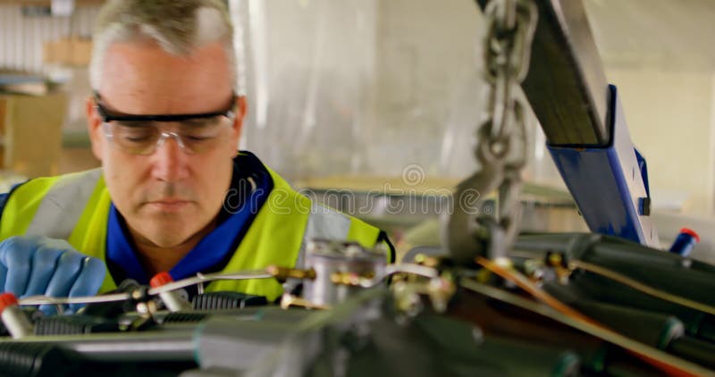 Engineer Repairing Aircraft Engine 4k Stock Footage - Video of ...