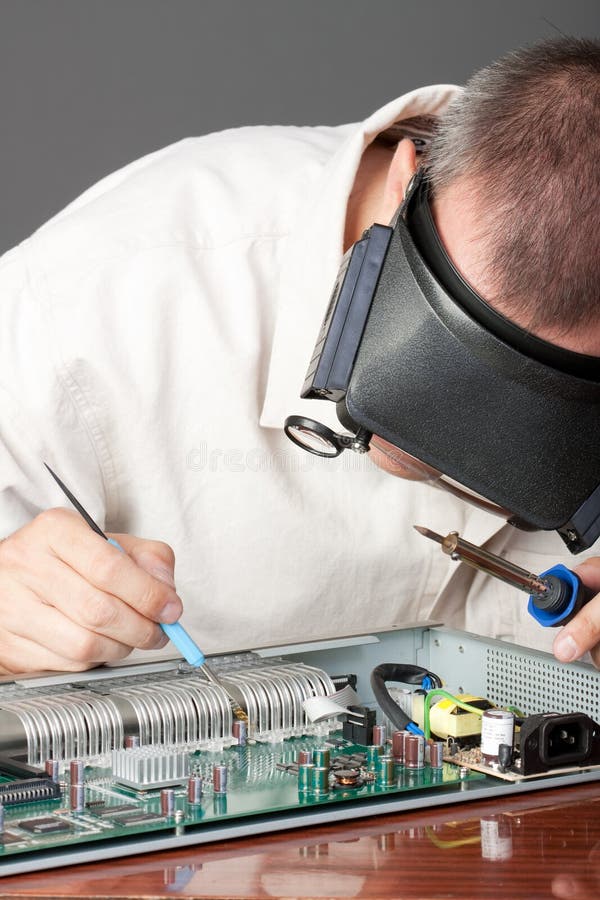 Engineer Repairing Circuit Board Stock Photo - Image of processor ...