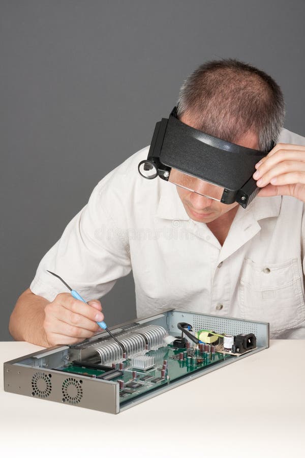 Engineer Repairing Circuit Board Stock Image - Image of analyzing, chip ...