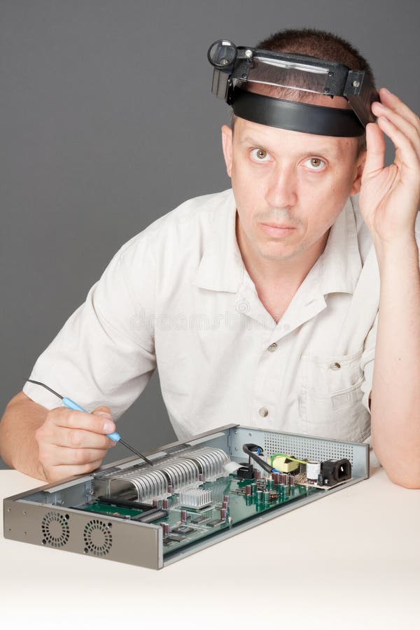 Engineer Repairing Circuit Board Stock Photo - Image of processor ...