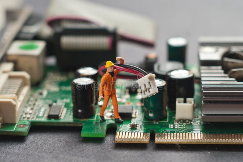 Engineer Repairing Circuit Board. Computer Repair Concept. Stock Photo ...