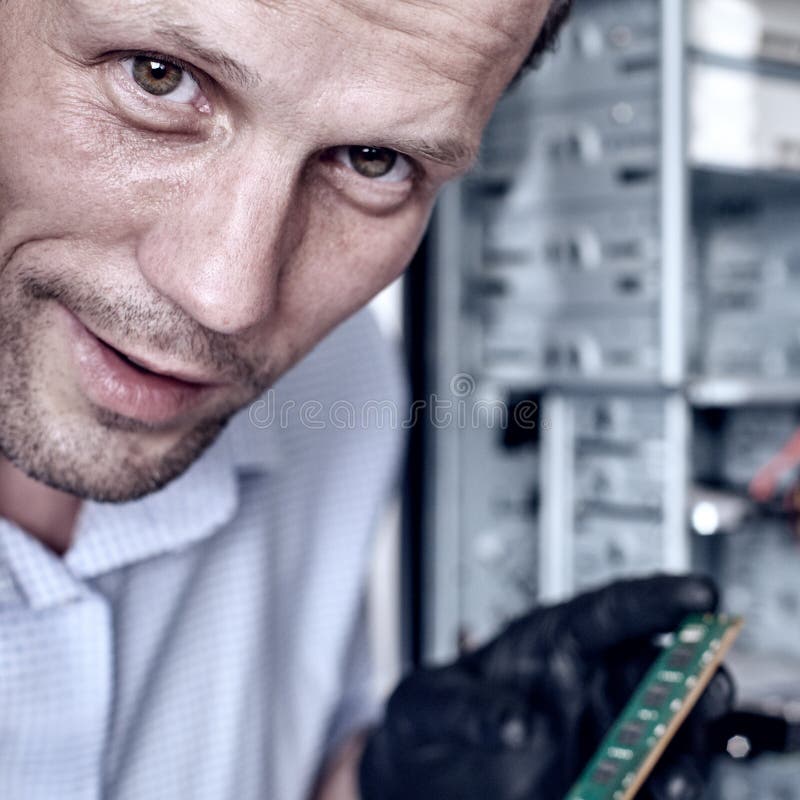 Engineer Repairing Computer Stock Photo - Image of circuit, detail ...