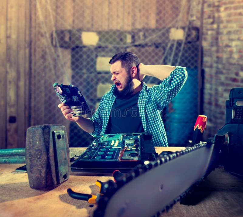 Engineer Repairs Laptop, Repairman Fix Problem Stock Photo - Image of ...