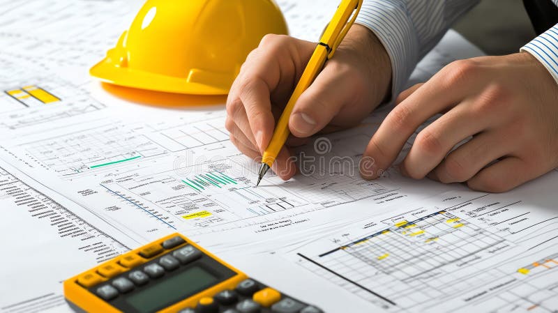 Engineer Reviewing Product Specifications, Blueprint in Hand, High-tech Environment, Watercolor ...