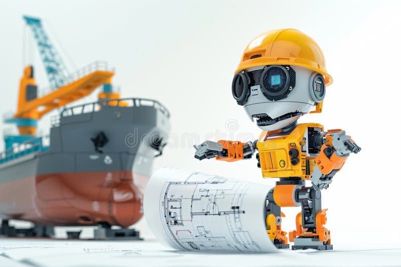 Engineer Robot at Construction Site. Stock Illustration - Illustration of examination, strong ...