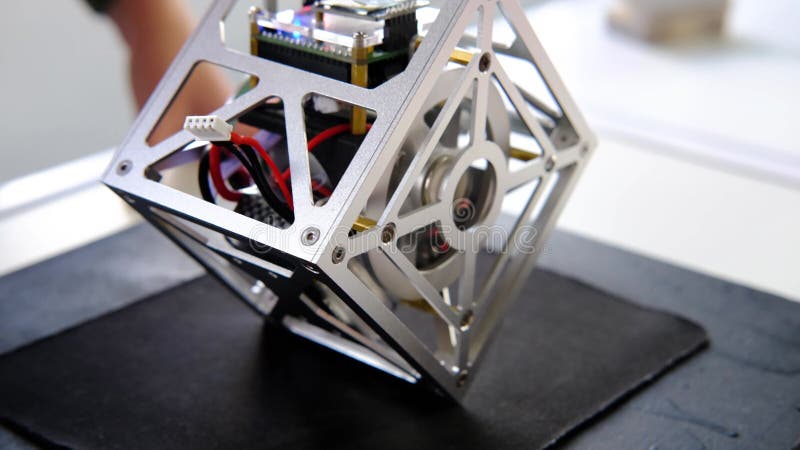 Engineer Presenting Robotic Balance Cube in Slow Motion Stock Footage ...