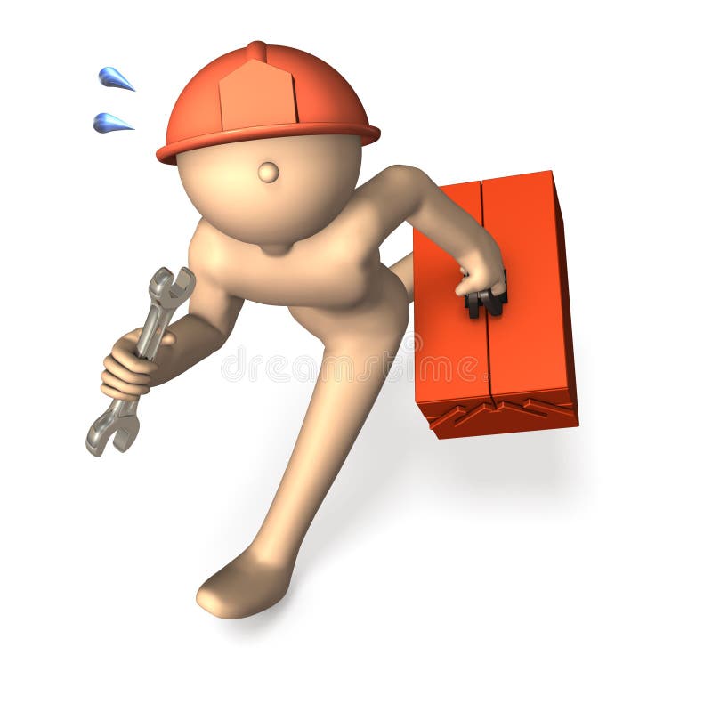 Engineer, Running Having a Tool Box. Stock Illustration - Illustration ...