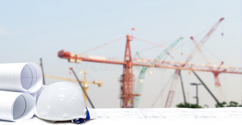 Engineer S Helmet and Construction Plans Concept Stock Image - Image of industry, project: 295222529