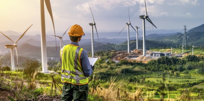 Engineer S Perspective at Wind Turbine Power Station Construction Stock ...