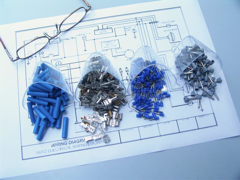Electrical Connection Terminal Lugs Devises and Wiring Drawing Stock ...