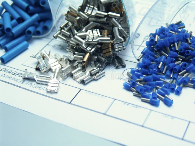 Electrical Connection Terminal Lugs Devises and Wiring Drawing Stock ...