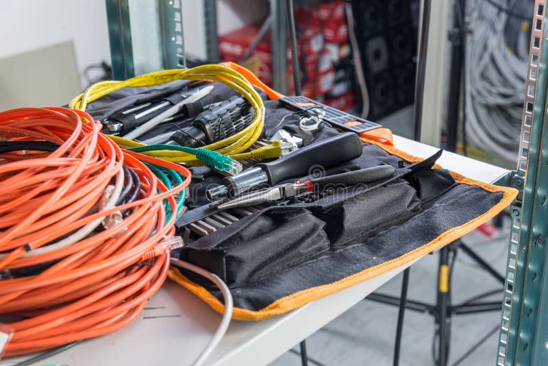 It Administrator´s Tools with Fiber Optics Cable Stock Image - Image of ...