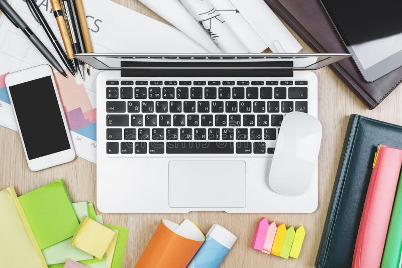 Engineer`s Workplace with Objects Stock Image - Image of electronic ...